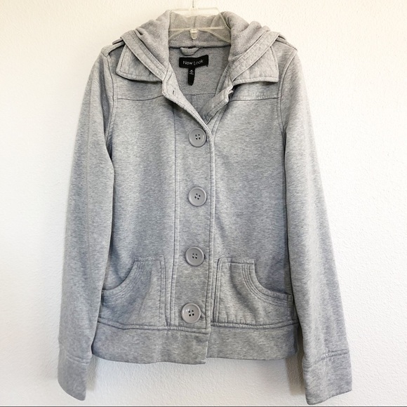 ASOS | Jackets & Coats | Asos New Look Gray Hooded Jacket Sz Medium ...